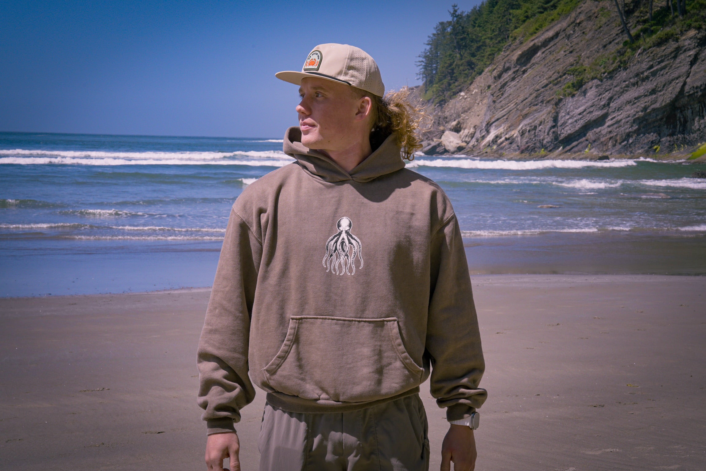 Brown Octo Hoodie - Box Cut – BigWaterGuy